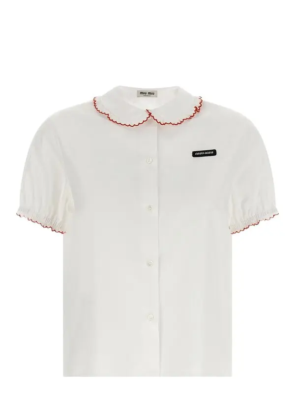 Miu Miu Shirt With Embroidered Piping - Red