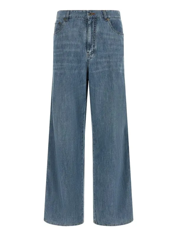 Miu Miu Cotton Straight Leg Jeans - Light Blue