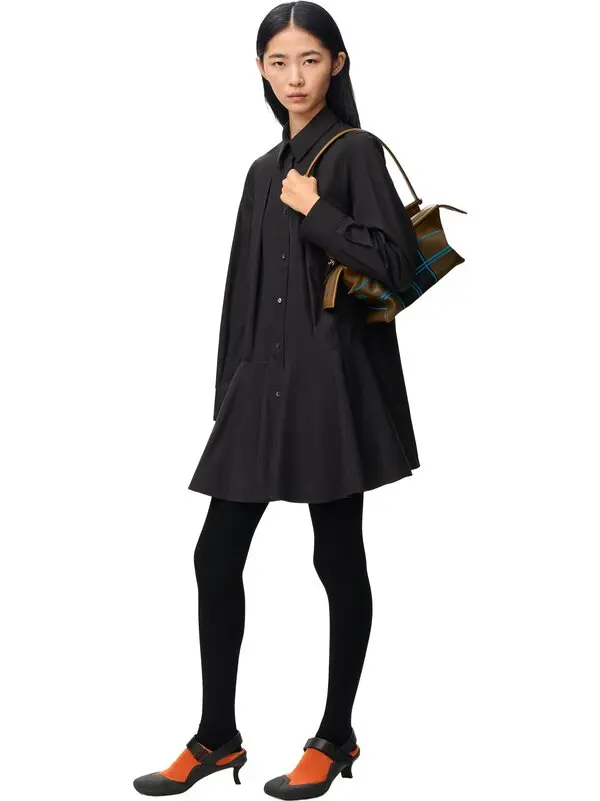 Loewe Shirt Dress With Peplum Silhouette - Black