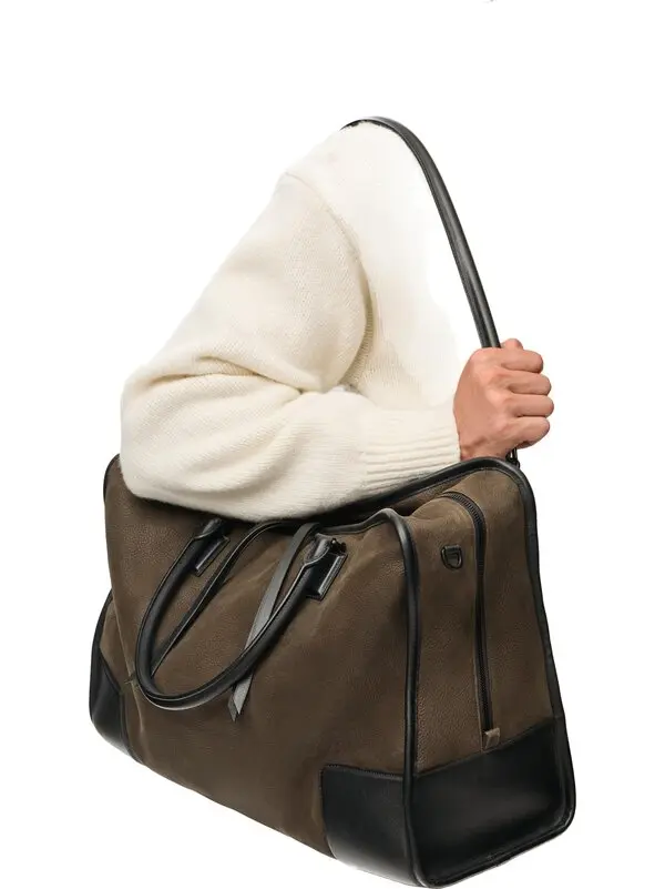 Loewe Amazona 180 Duffle In Nubuck - Khaki