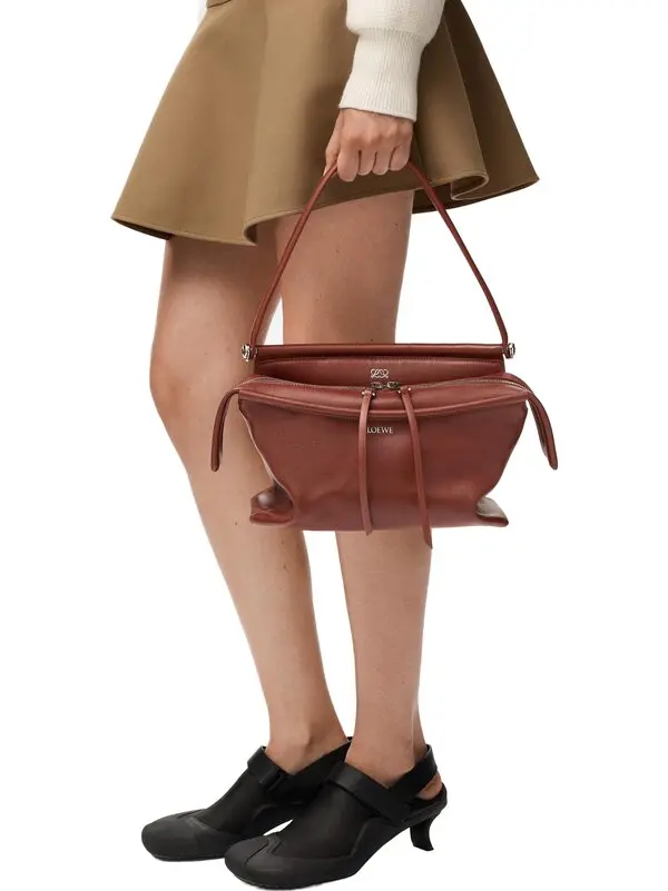 Loewe Small Whisker Bag In Glazed Calfskin - Cognac