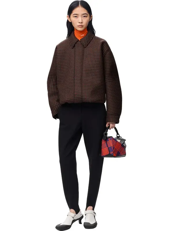 Loewe Checkered Wool Drawstring Jacket - Brown/black