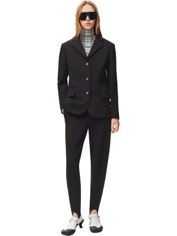 Loewe Stirrup Trousers In Stretch Wool Blend - Black