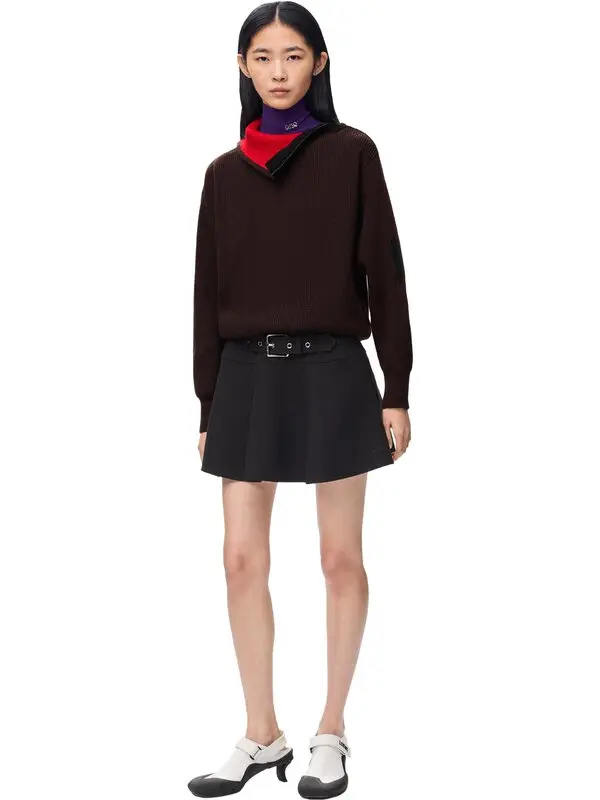 Loewe Mini Cotton Skirt With Buckle Belt - Black