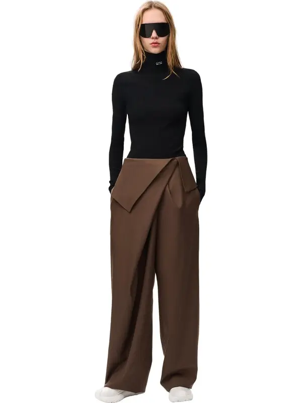 Loewe Draped Wool Trousers - Brown