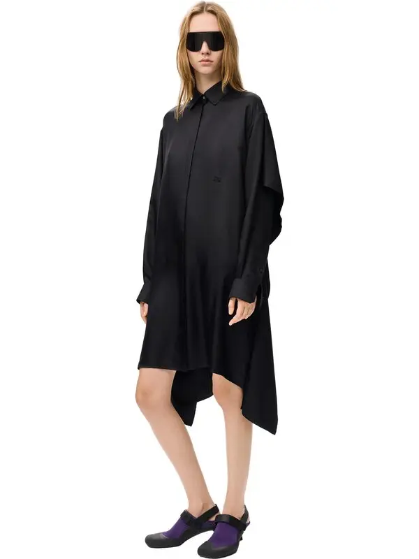 Loewe Silk Cape Dress - Black