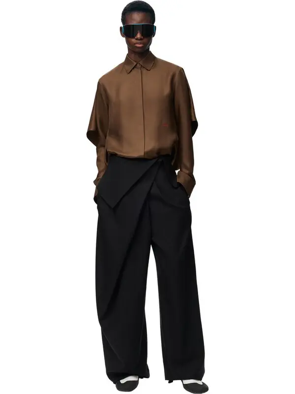 Loewe Silk Cape Effect Shirt - Brown