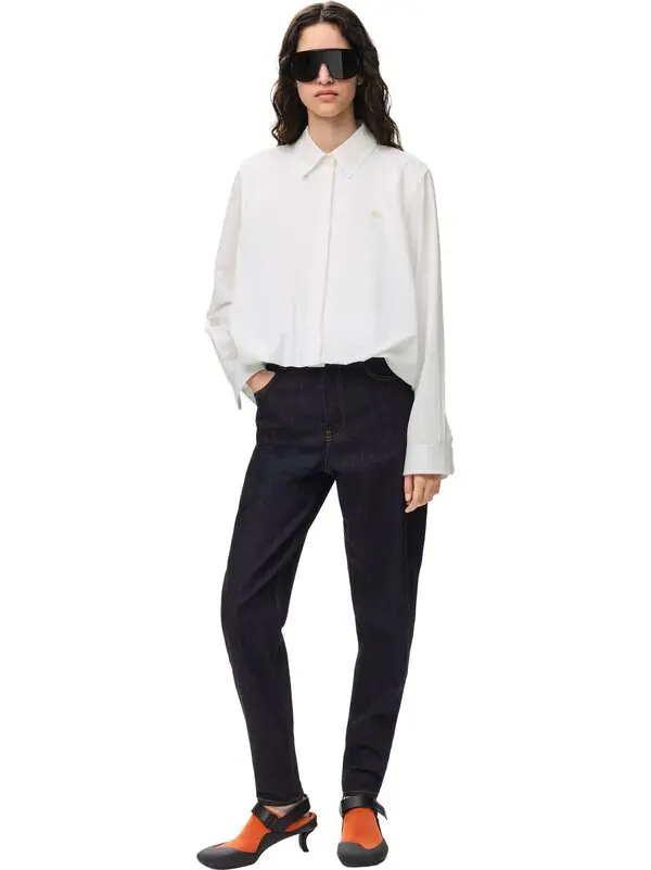 Loewe Shirt In Cotton With Cinched Silhouette And Embroidered Logo - White