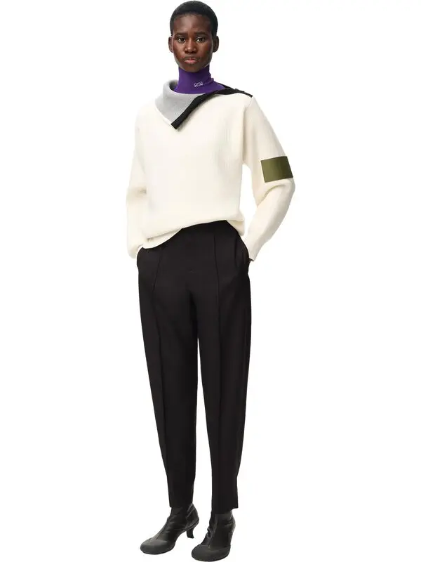 Loewe Slim Fit Trousers In Lightweight Wool - Black