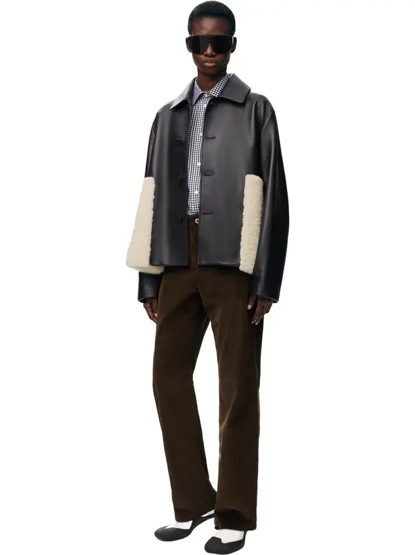 Loewe Nappa Lambskin Jacket With Shearling Trims - Black