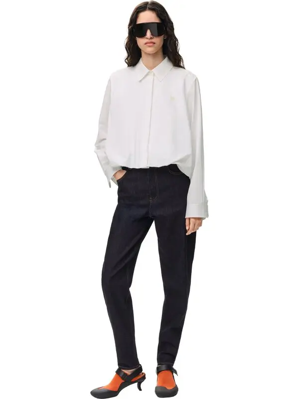 Loewe Jeans In Lightweight Stretch Cotton Denim - Dark Blue