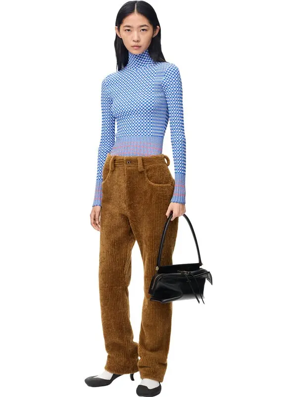 Loewe Cosima Von Bonin Check High Neck Top - Blue/white