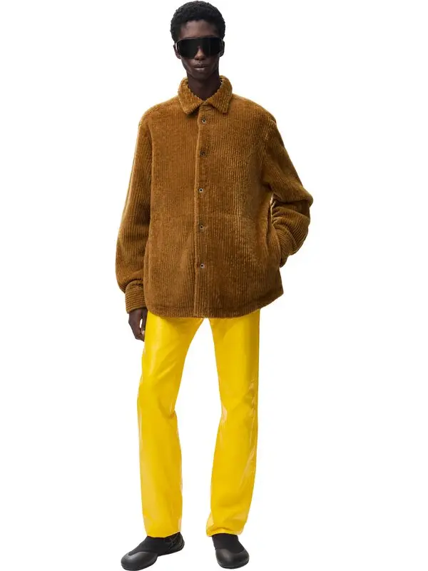 Loewe Overshirt In Shearling - Camel