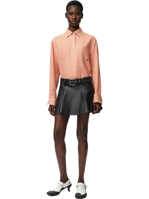 Loewe Mini Skirt In Nappa Lambskin With Buckle Belt - Black