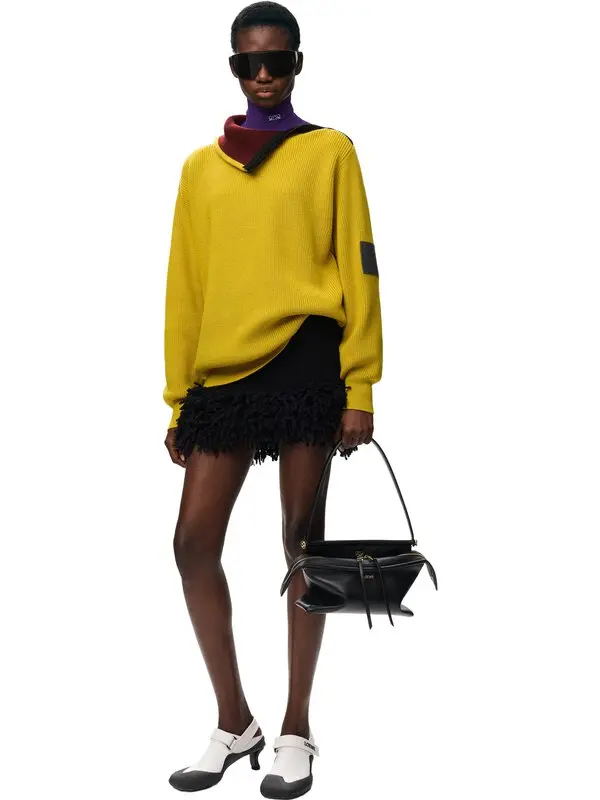 Loewe Asymmetric Zip-up Wool Sweater - Olive Green