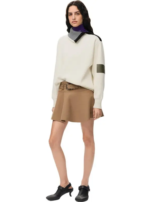 Loewe Asymmetric Zip-up Wool Sweater - White