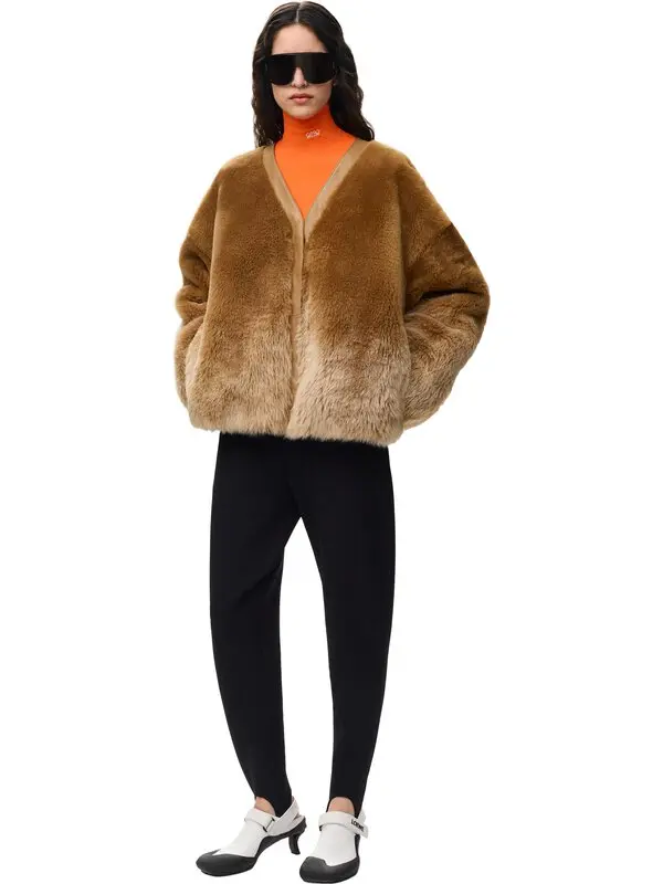 Loewe Shearling Cardigan - Camel