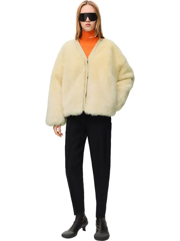 Loewe Shearling Cardigan With Gradient Finish - Light Yellow
