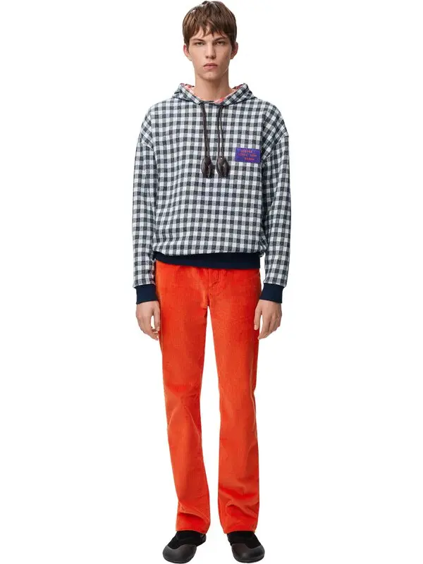 Loewe X Cosima Von Bonin Checked Cotton Fleece Hoodie - Red/blue/white