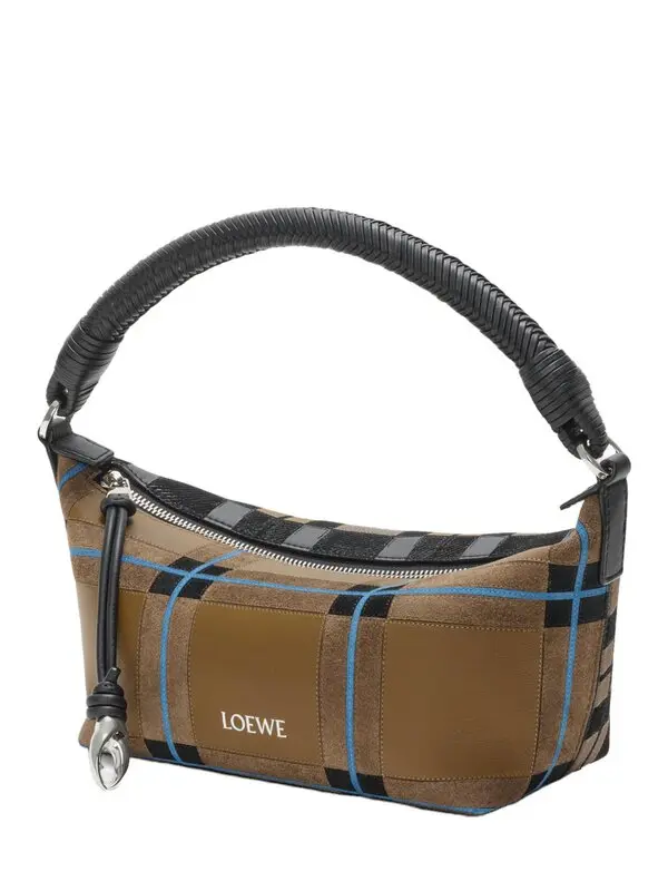 Loewe Cala Mini Bag In Check Intarsio - Brownish Green/multicolor