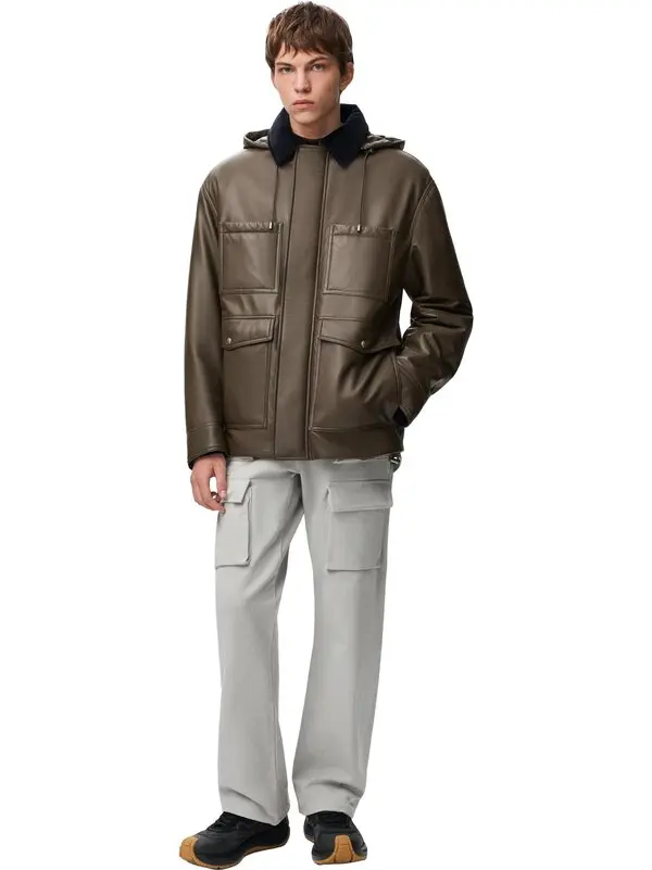 Loewe Cotton Cargo Trousers With Wire-trimmed Pockets - Grey