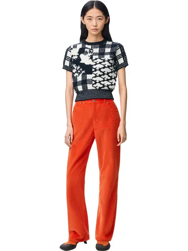 Loewe Short Sleeve Wool Jacquard Sweater With Cosima Von Bonin Artwork - Navy/white