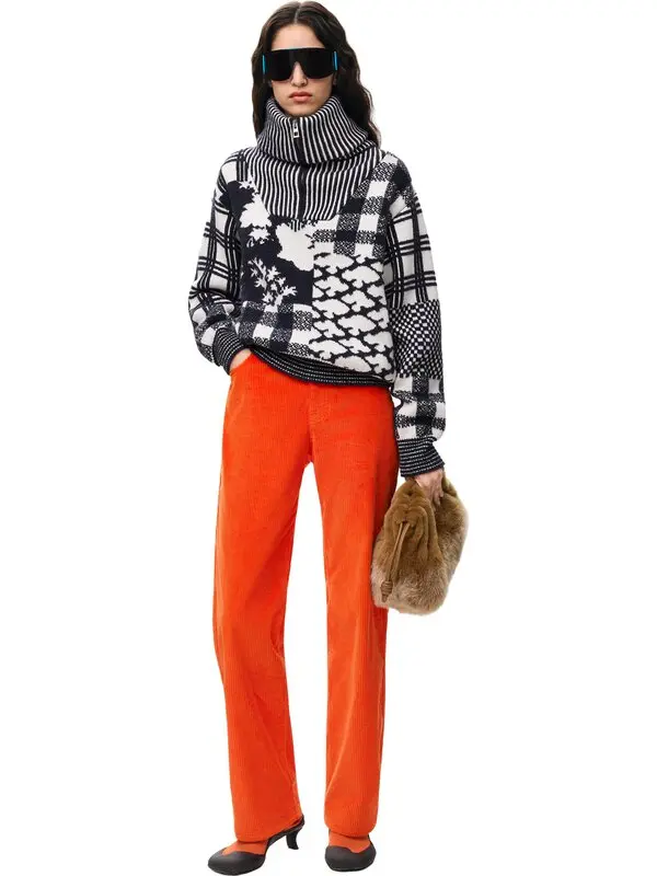 Loewe X Cosima Von Bonin Jacquard Wool Zip-up Sweater - Navy/white