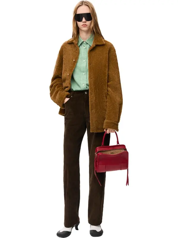 Loewe Overshirt In Shearling Corduroy - Camel
