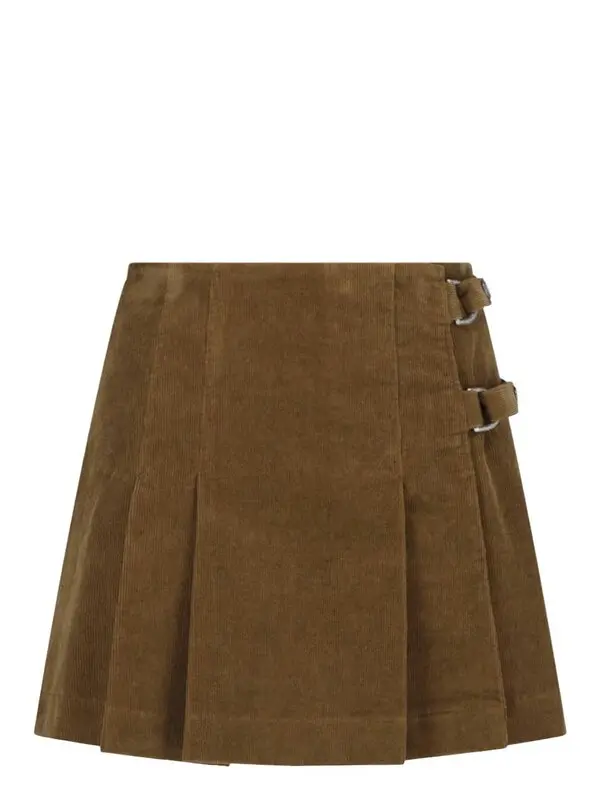 GOLDEN GOOSE Pleated Corduroy Mini Skirt - Brown