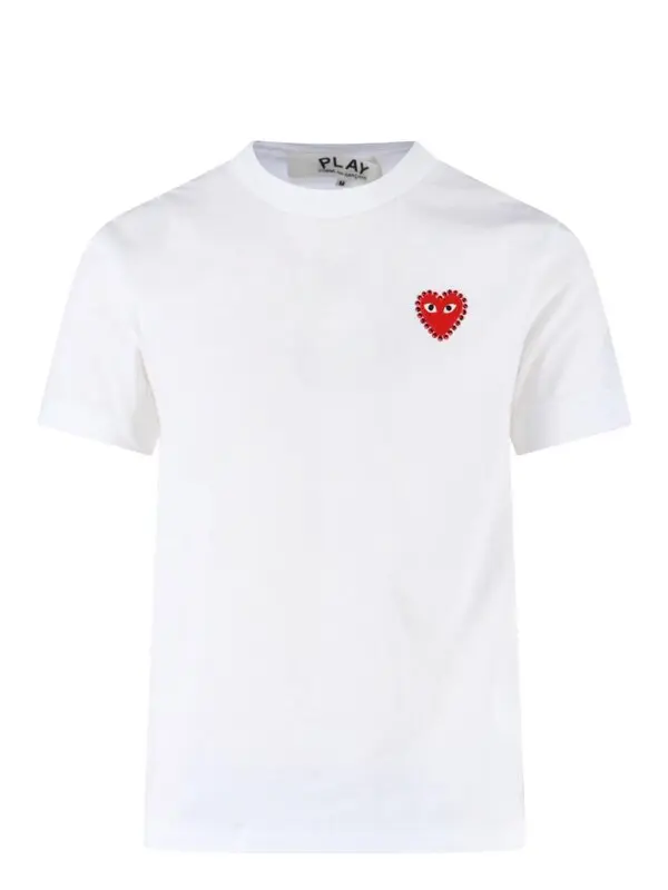 Play Comme Des Garcon T-shirt With Logo Rhinestones - White