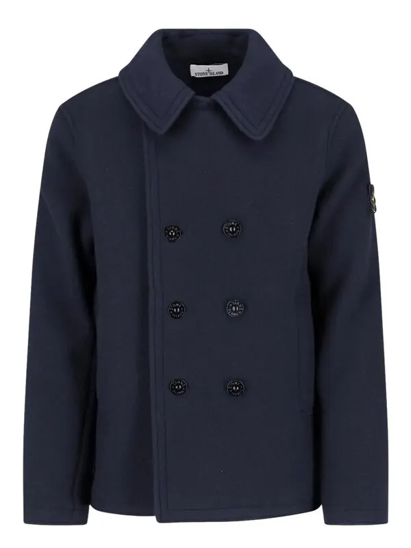 Stone Island Heavy Melton Short Coat - Blue