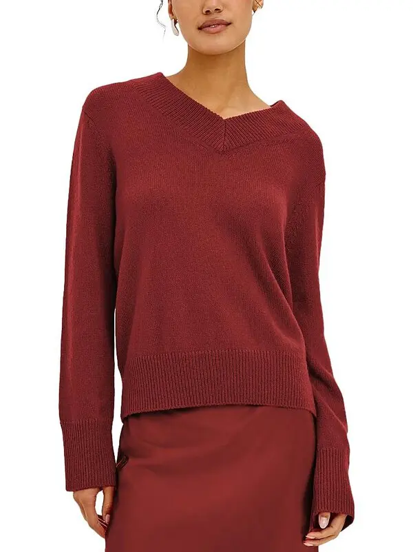 Rails Lidya V-neck Sweater - Crimson