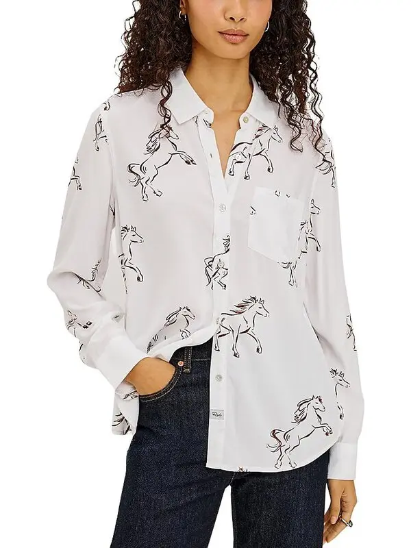 Rails Kathryn Horse Print Button-front Shirt - Brown Stallion
