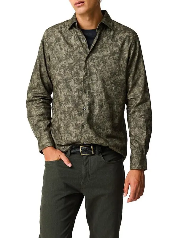 Rodd & Gunn Campbell Valley Palm Print Long Sleeve Shirt - Moss
