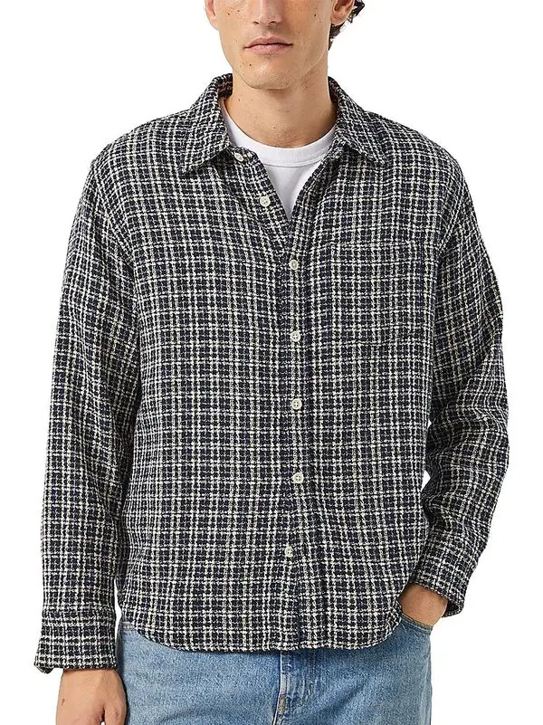 CORRIDOR Reverse Tweed Snow Check Cotton Shirt - Blue