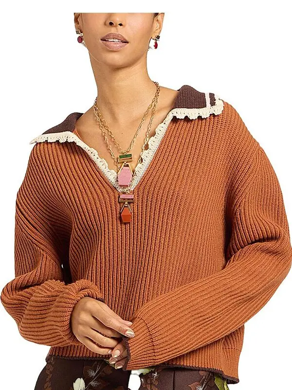 La DoubleJ Picket High Sweater - Solid Tobacco