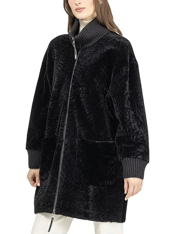 Gorski Reversible Textured Shearling Jacket - Black