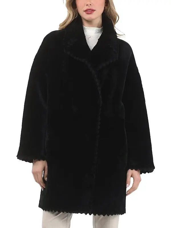 Gorski Reversible Shearling Lamb Jacket With Embroidered Trim - Black