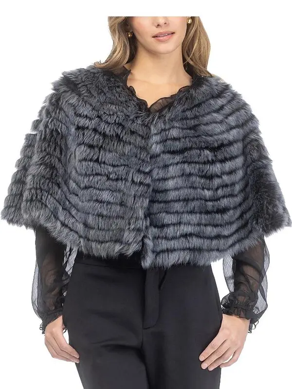Gorski Toscana Shearling Lamb Layered Capelet - Black Brisa