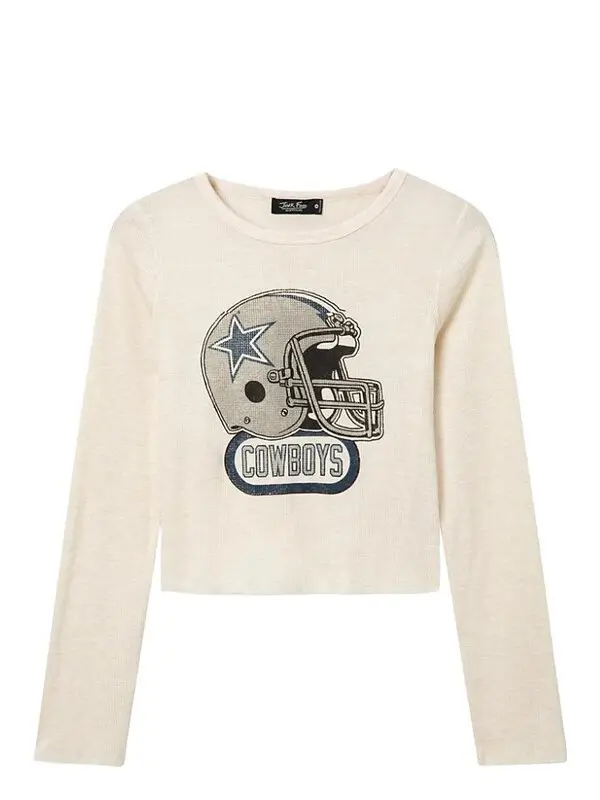 Junk Food Clothing Dallas Cowboys Helmet Crop Thermal - Birch