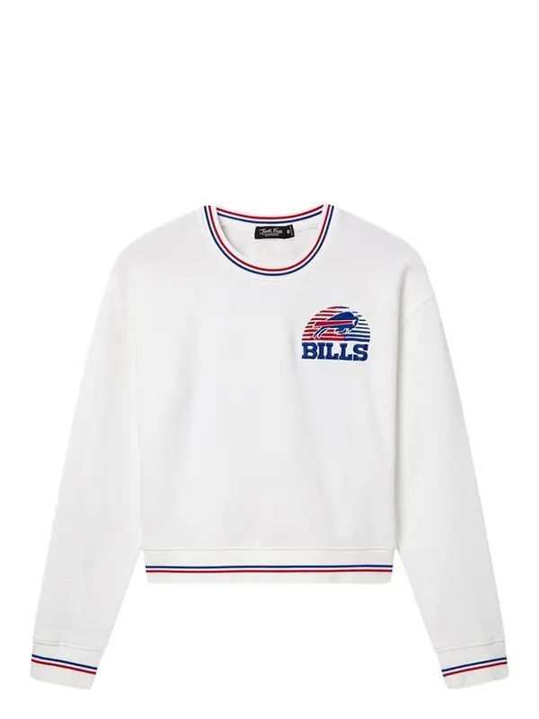 Junk Food Clothing Buffalo Bills Cropped Striped Rib Fleece - White