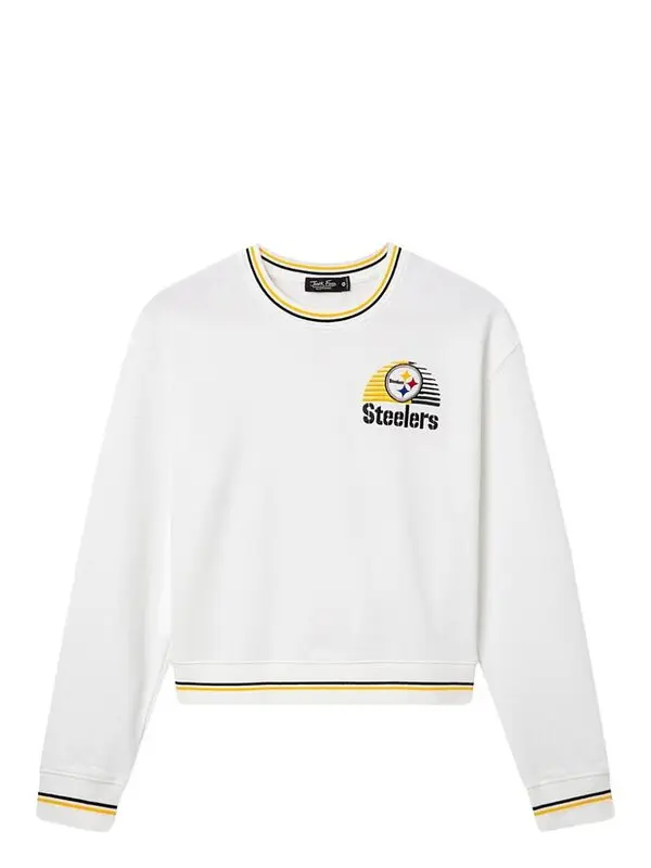 Junk Food Clothing Pittsburgh Steelers Cropped Rib Fleece - White