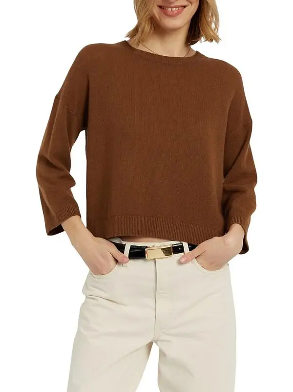 Chinti & Parker Cloud Cashmere Cropped Sleeve Sweater - Toffee