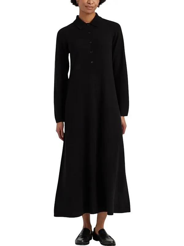 Chinti & Parker Wool-cashmere A-line Polo Dress - Black