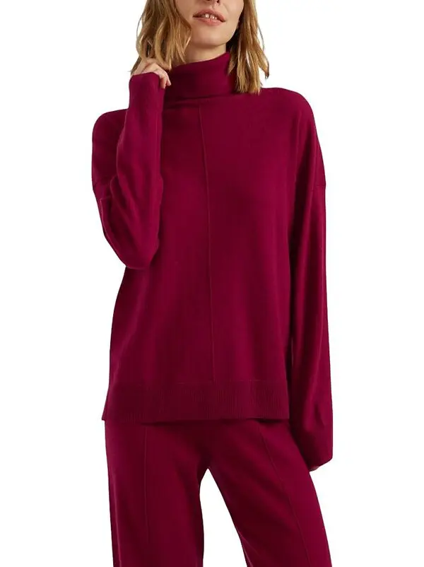 Chinti & Parker Relaxed Roll Neck Wool & Cashmere Sweater - Cherry