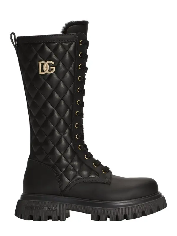 Dolce & Gabbana Nappa Calfskin Knee High Boots - Black