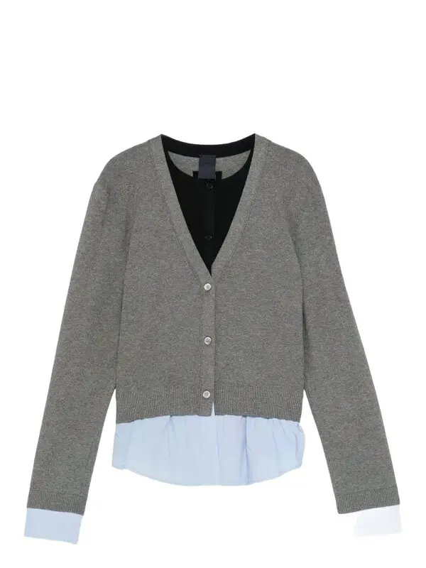 JUUN.J Layered V-neck Cardigan - Grey