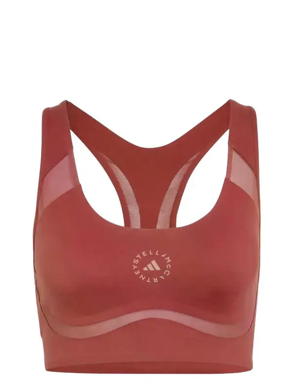 Adidas By Stella McCartney Mesh-panelled Racerback Sports Bra - Red