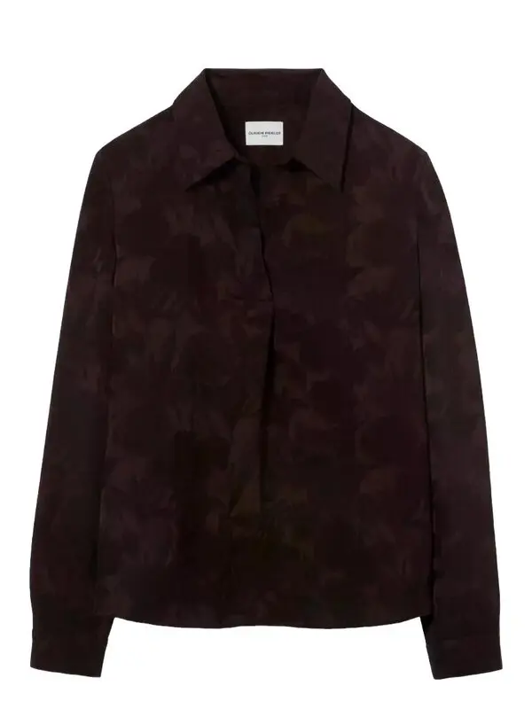 Claudie Pierlot Floral Print Long Sleeve Polo Shirt - Brown
