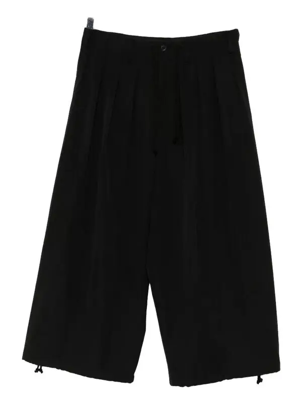 Yohji Yamamoto Pleated Drawstring Trousers - Black